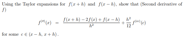 Solved Using the Taylor expansions for f(x+h) and f(x−h), | Chegg.com