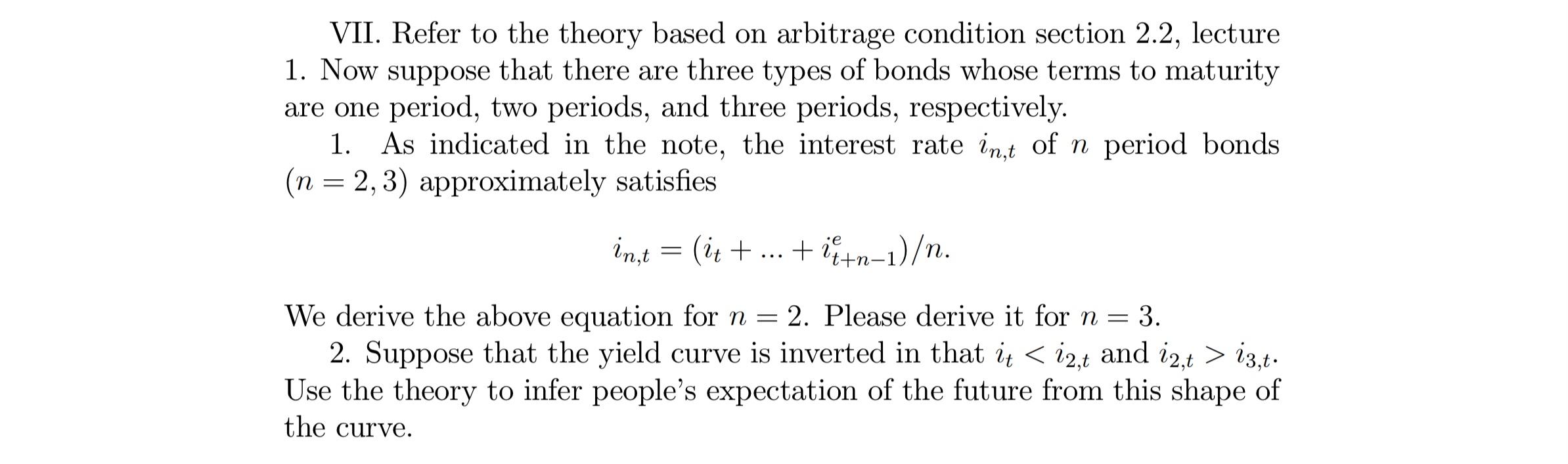 VII. Refer to the theory based on arbitrage condition | Chegg.com