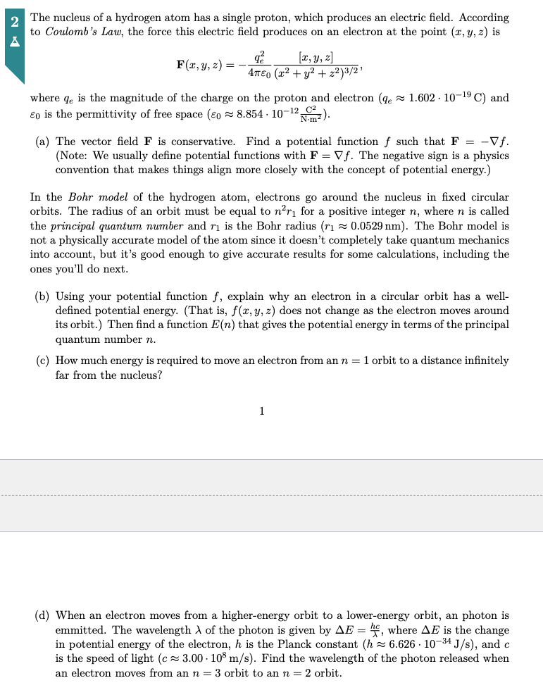 Solved The nucleus of a hydrogen atom has a single proton, | Chegg.com