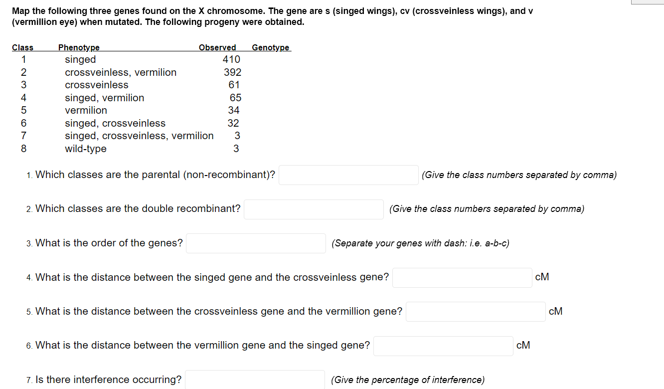 Solved Map the following three genes found on the X | Chegg.com