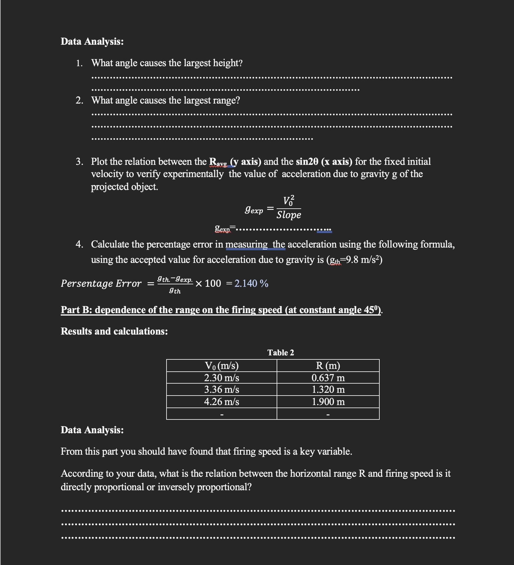 Solved Projectile Motion Objectives: a) To investigate the | Chegg.com