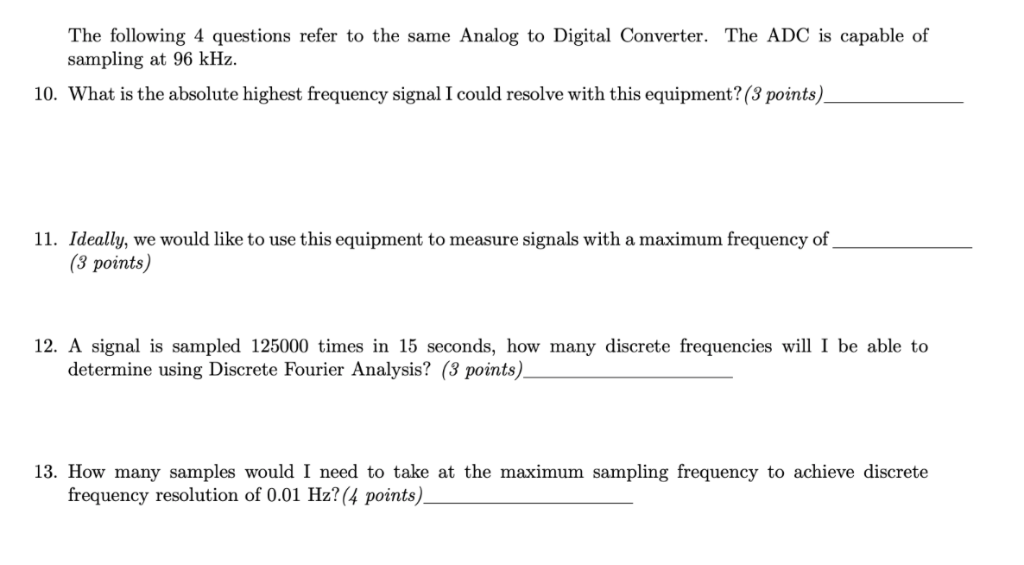 Solved The following 4 questions refer to the same Analog to | Chegg.com