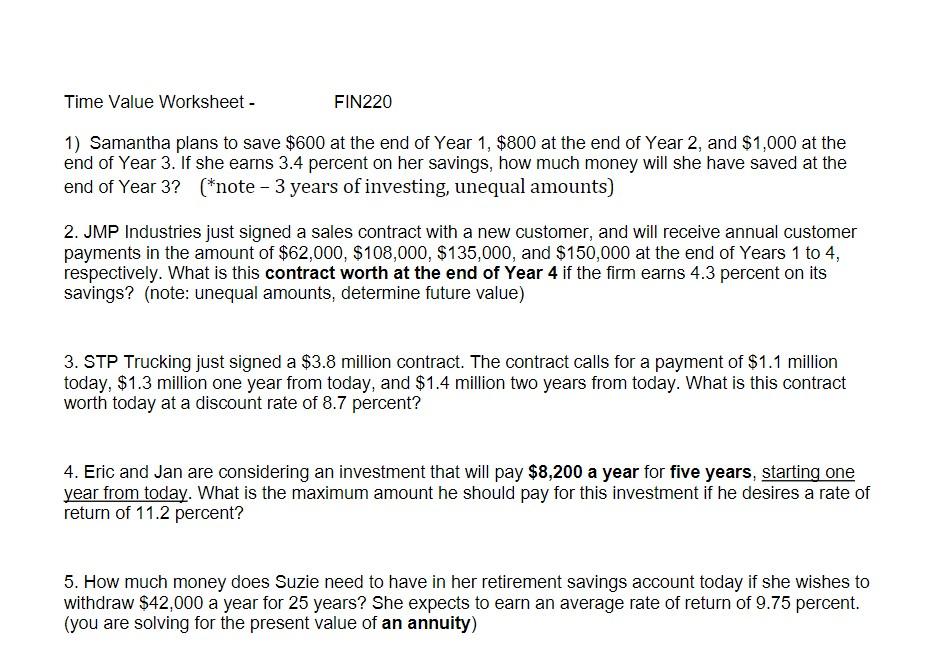 How to solve these problems using PRESENT VALUE (pv) | Chegg.com