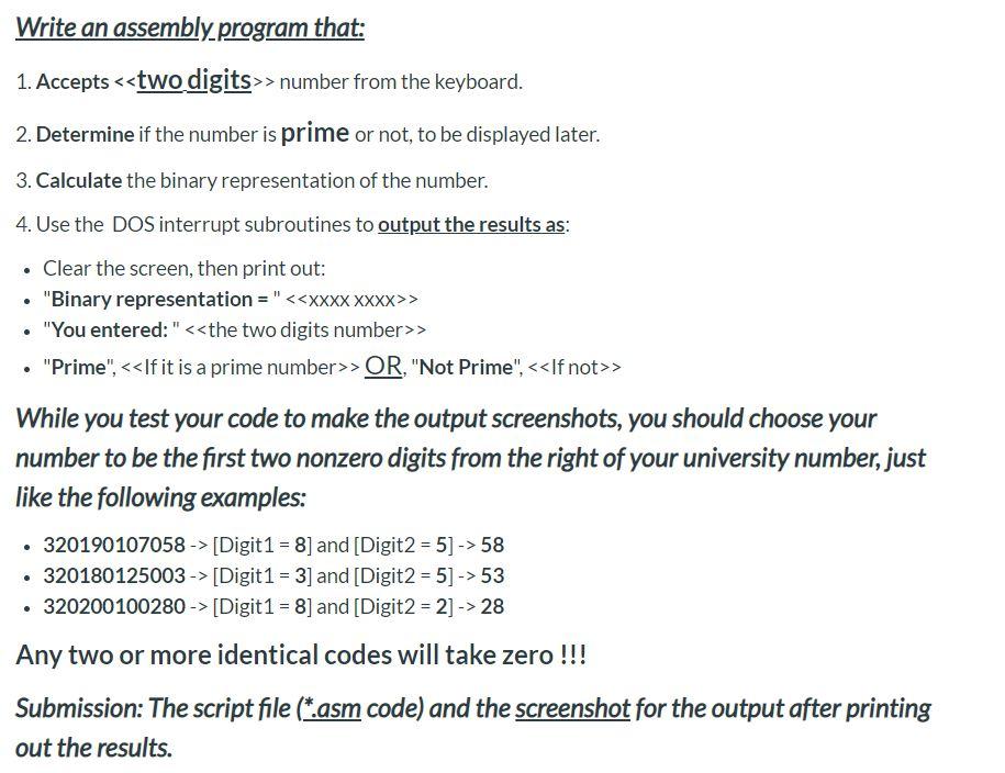 Solved Write An Assembly Program That 1 Accepts Number 