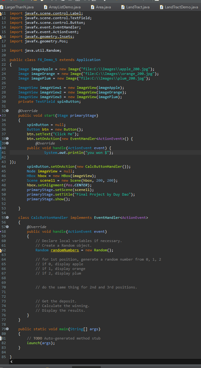 Solved LargerThanN.java J ArrayListDemo.java J Area.java | Chegg.com