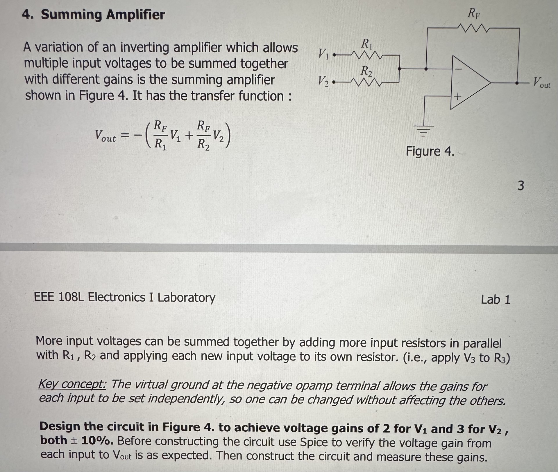 Solved A variation of an inverting amplifier which allows | Chegg.com