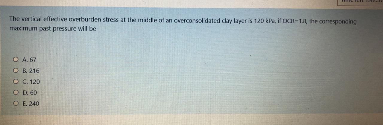 Solved The vertical effective overburden stress at the | Chegg.com