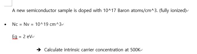 Solved A new semiconductor sample is doped with 10∧17 Baron | Chegg.com