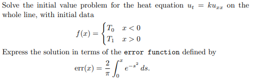 Solve the initial value problem for the heat equation | Chegg.com