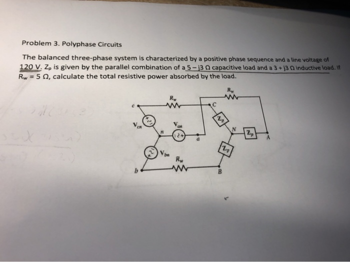 Solved Problem 3. Polyphase Circuits The balanced | Chegg.com