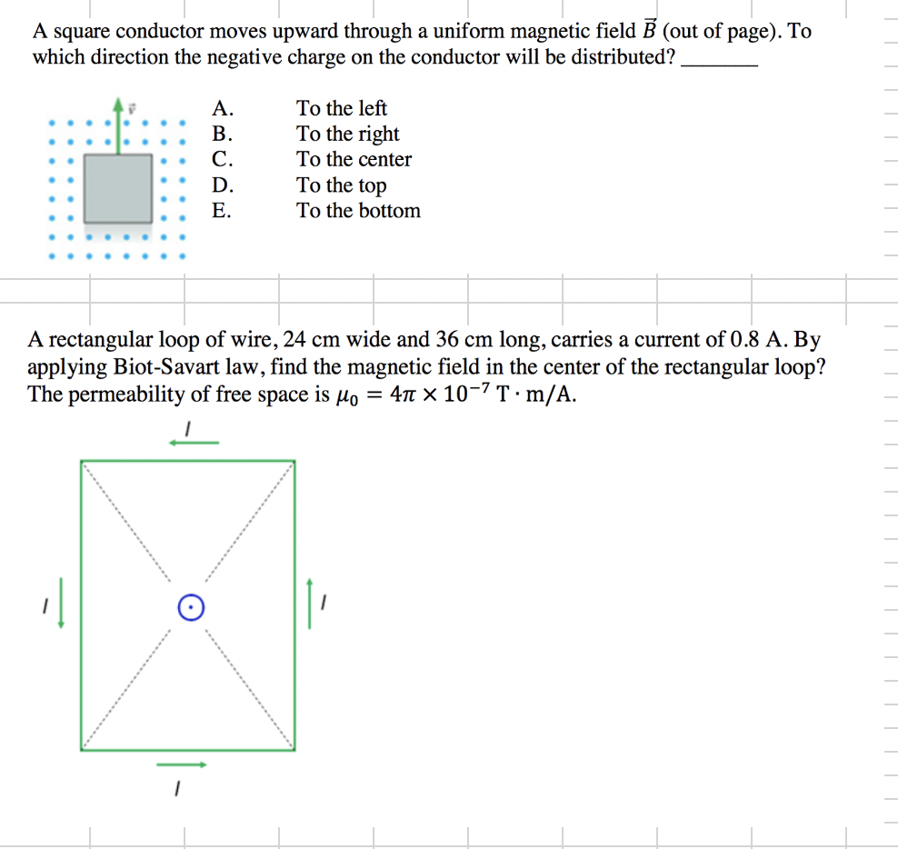 Solved A square conductor moves upward through a uniform | Chegg.com