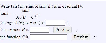 Solved sint Write tant in terms of sint ift is in quadrant | Chegg.com