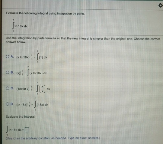 Solved Evaluate the following integral using integration by | Chegg.com