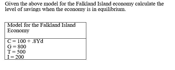 Solved Given the above model for the Falkland Island economy | Chegg.com