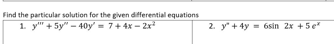 Solved Find the particular solution for the given | Chegg.com