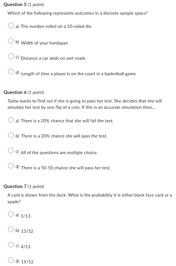 Solved Question 5 (1 ﻿point)Which of the following | Chegg.com