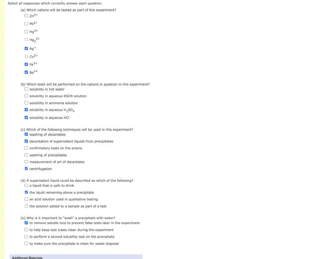 Select all responses which correctly answer each | Chegg.com