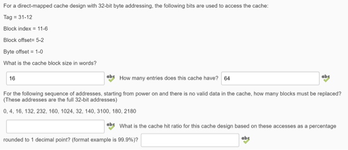 Solved For a direct-mapped cache design with 32-bit byte | Chegg.com