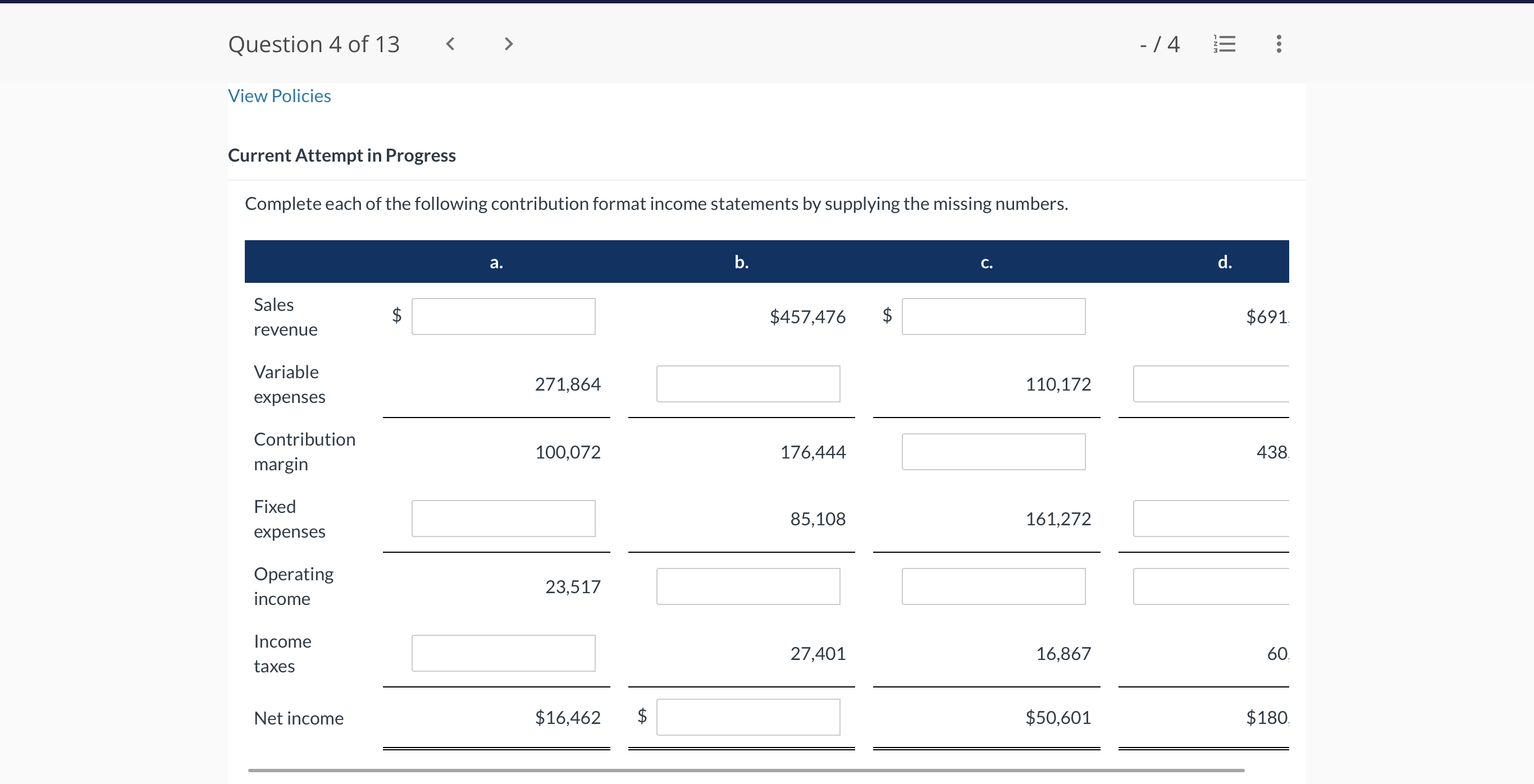 Solved Current Attempt in Progress Complete each of the | Chegg.com