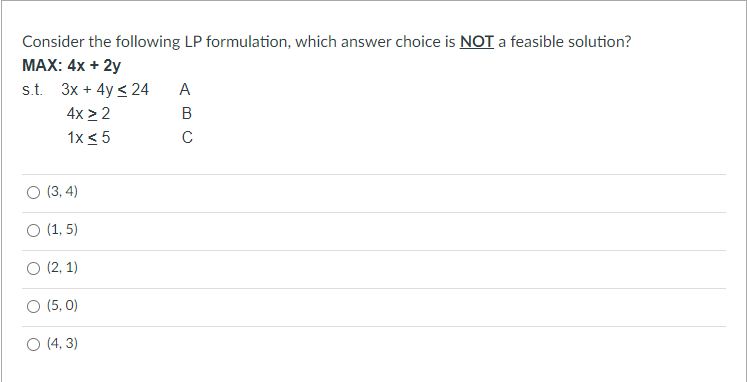 Solved Consider the following LP formulation, which answer | Chegg.com