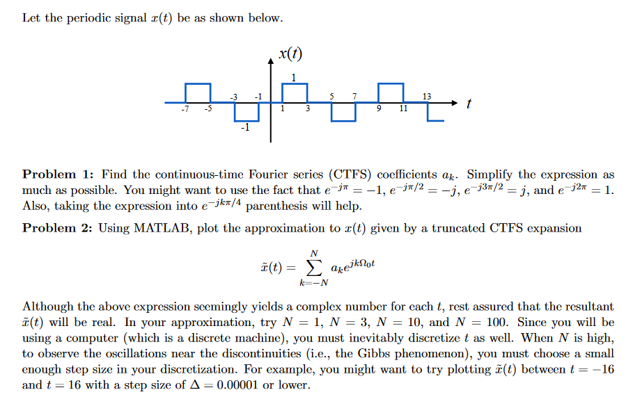 Solved Let the periodic signal x(t) be as shown below. r(t) | Chegg.com