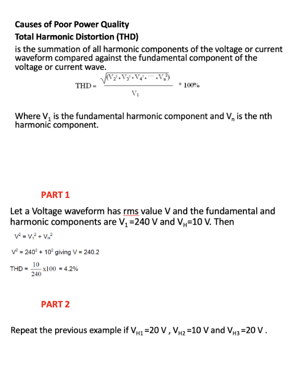 Solved Causes of Poor Power Quality Total Harmonic | Chegg.com