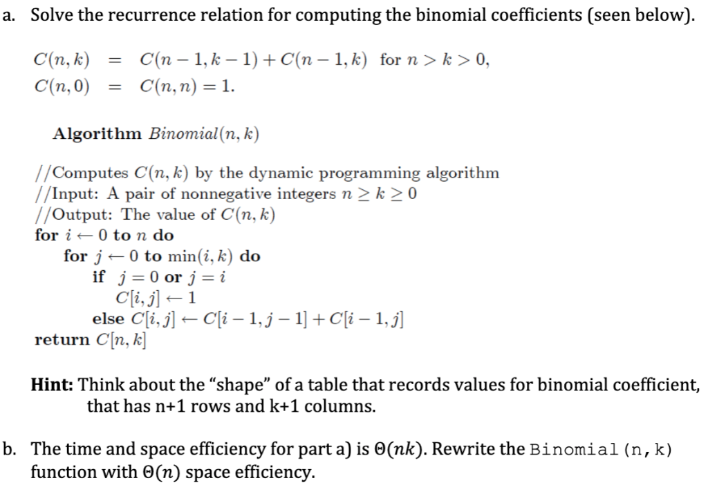 a. Solve the recurrence relation for computing the | Chegg.com