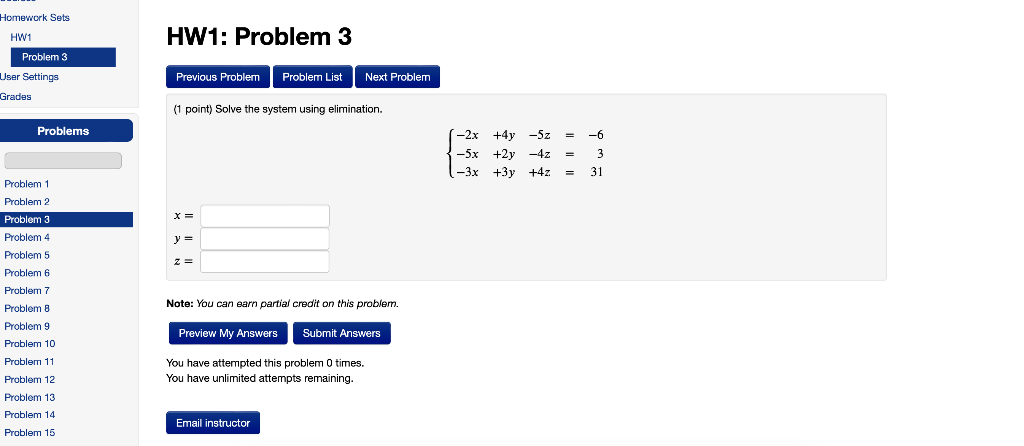 Solved Homework Sets HW1 Problem 3 User Settings Grades | Chegg.com