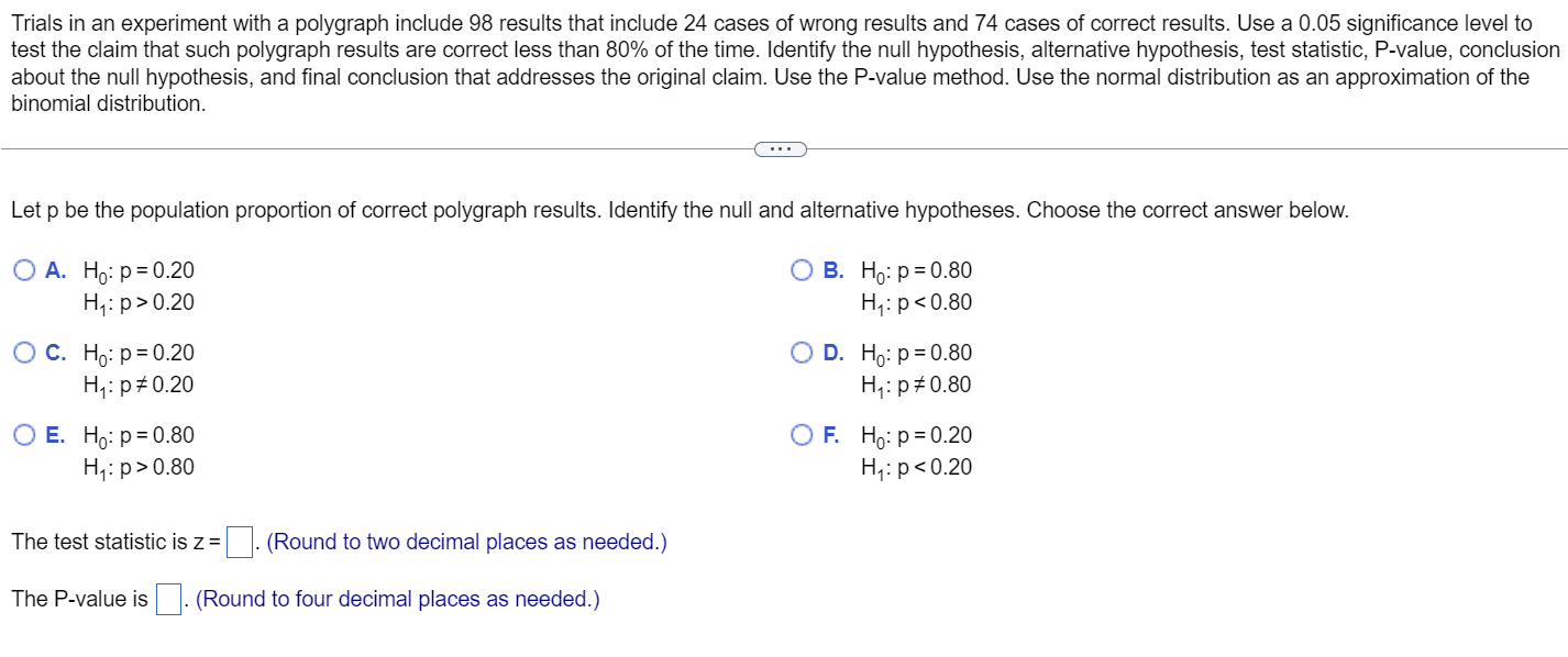 Solved Trials in an experiment with a polygraph include 98 | Chegg.com
