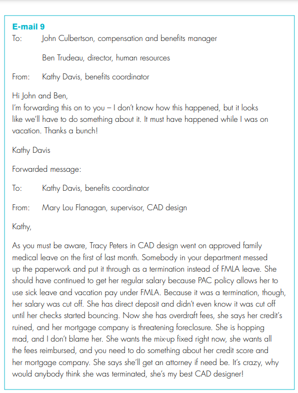 Solved E-mail 7 To: Steve Wilson, employee relations manager | Chegg.com