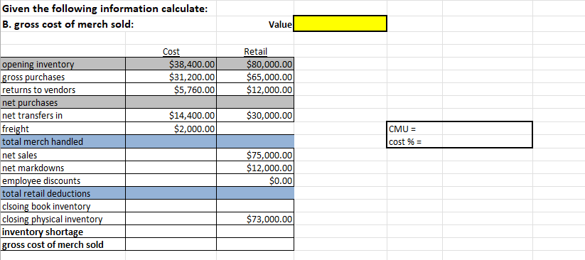 Solved Given the following information calculate: B. gross | Chegg.com