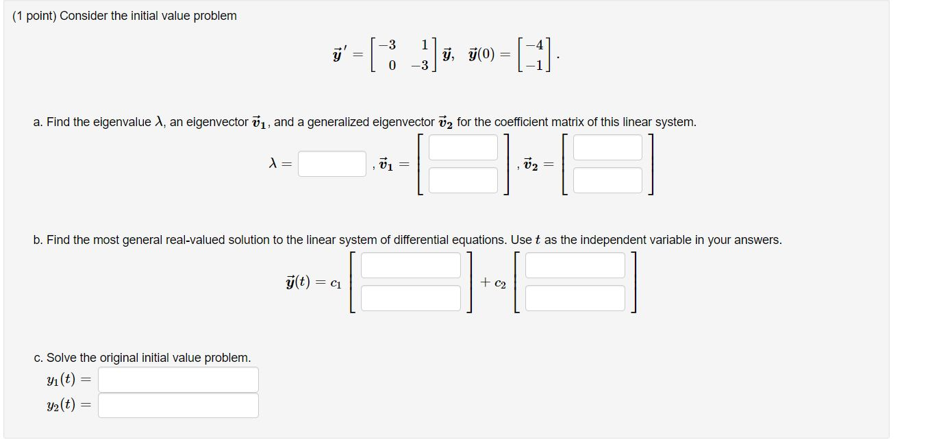 Solved (1 point) Consider the initial value problem 3+=+* | Chegg.com