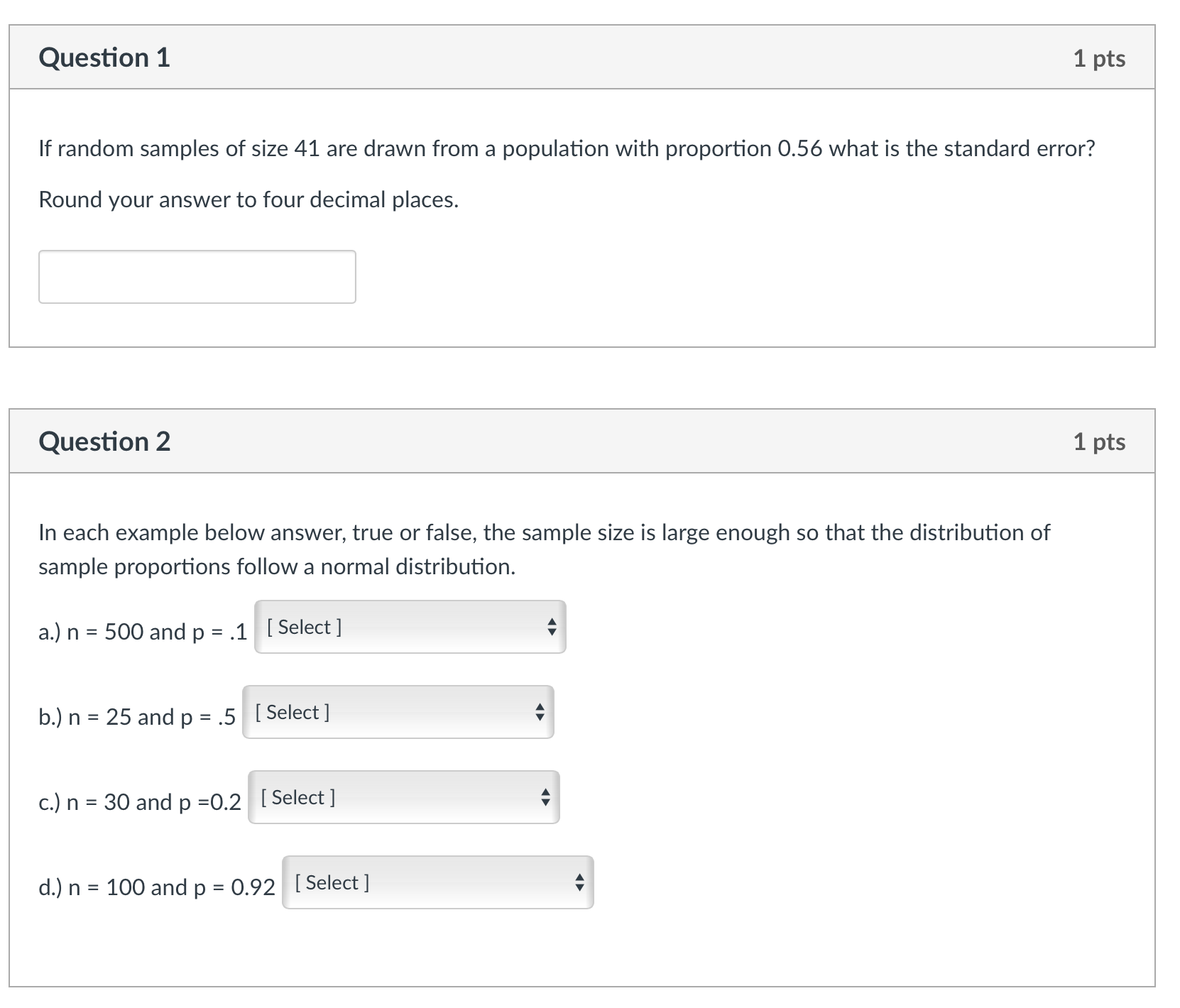 Solved Question 1If random samples of size 41 ﻿are drawn | Chegg.com