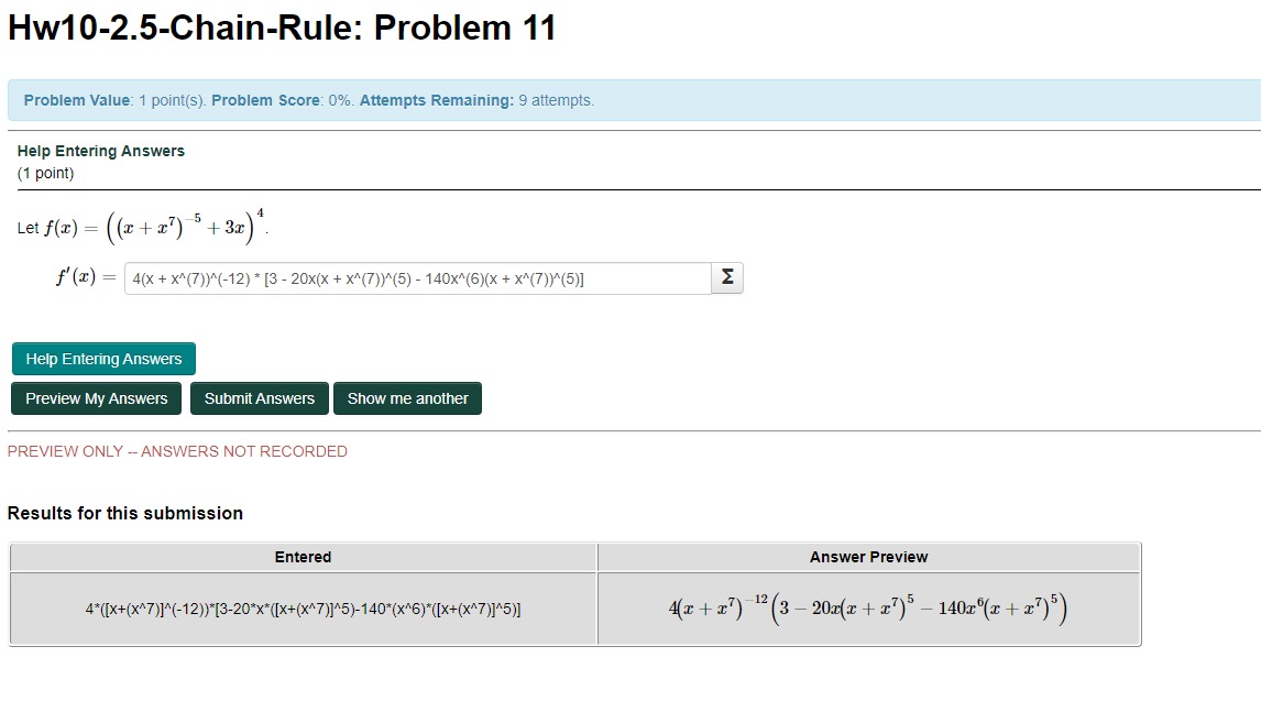 Solved Hw10-2.5-Chain-Rule: Problem 11 Problem Value: 1 | Chegg.com