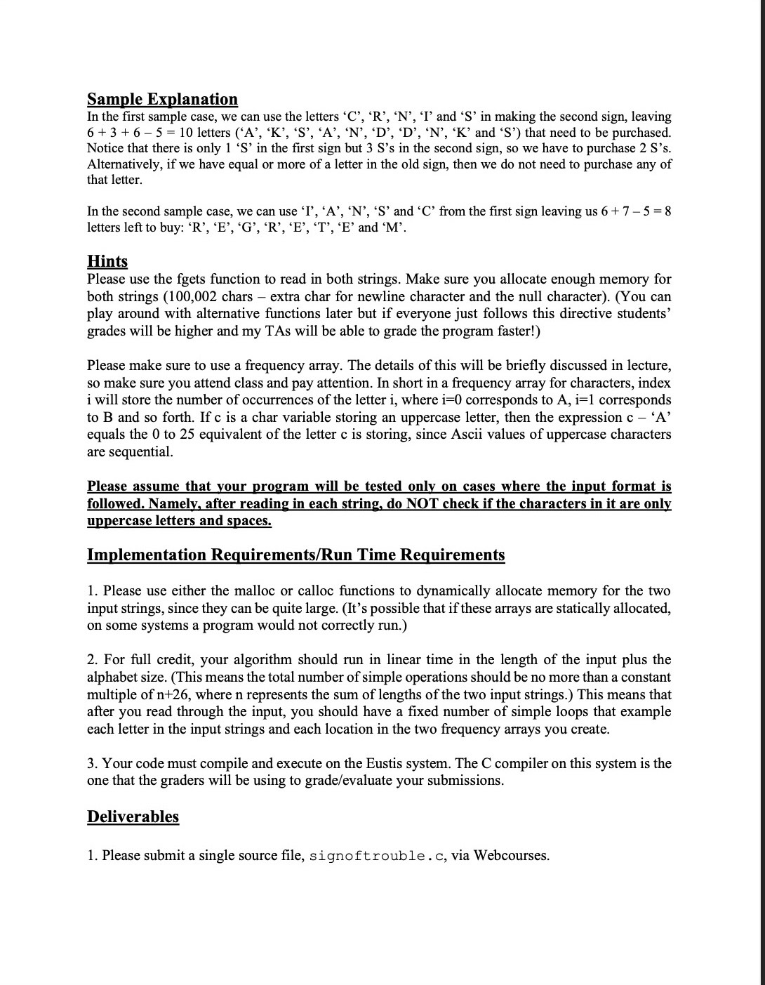 Solved Computer Science I Program 0: Sign of Trouble | Chegg.com