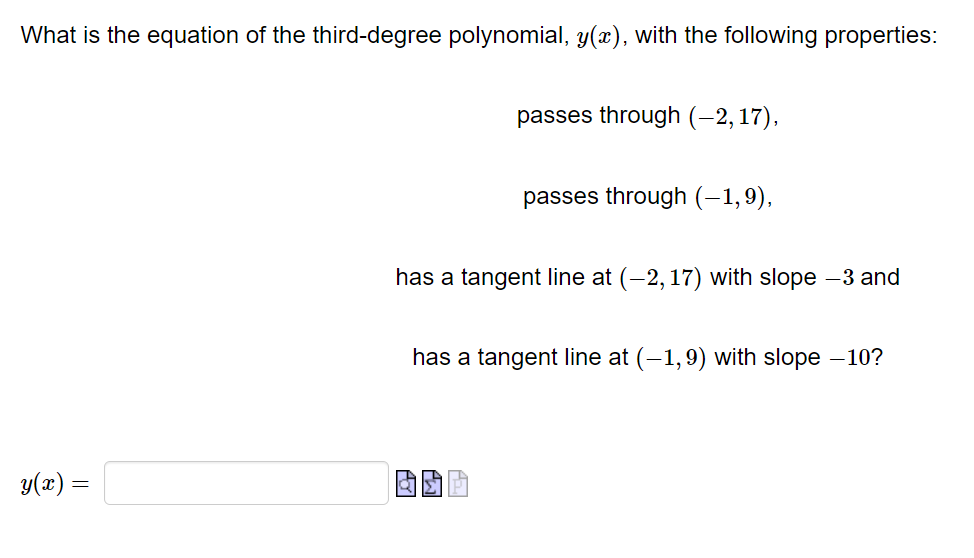 Solved What is the equation of the third-degree polynomial, | Chegg.com