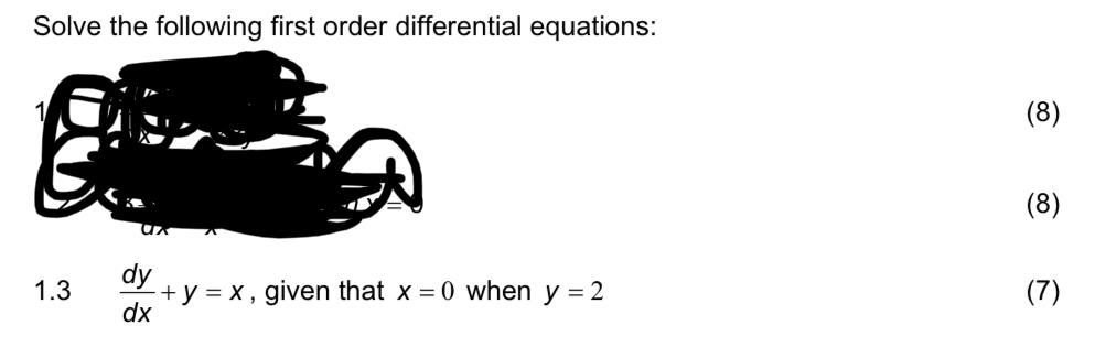 Solved Solve the following first order differential | Chegg.com