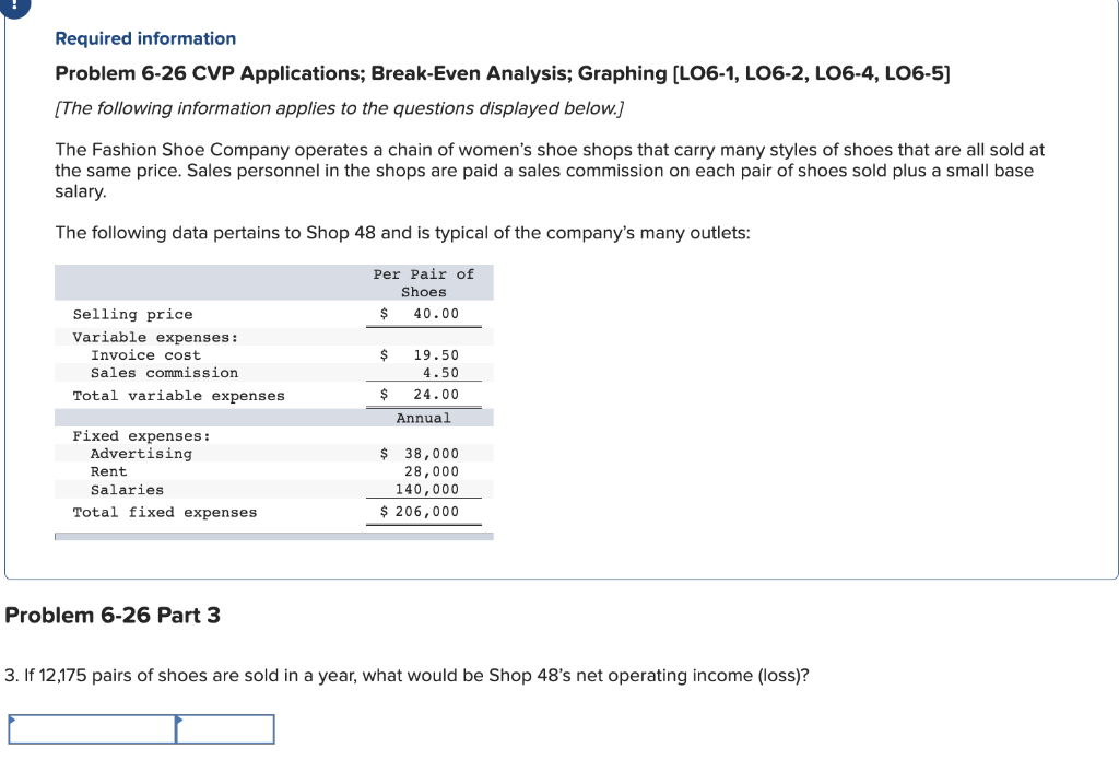 Solved Problem 6-26 CVP Applications; Break-Even Analysis; | Chegg.com