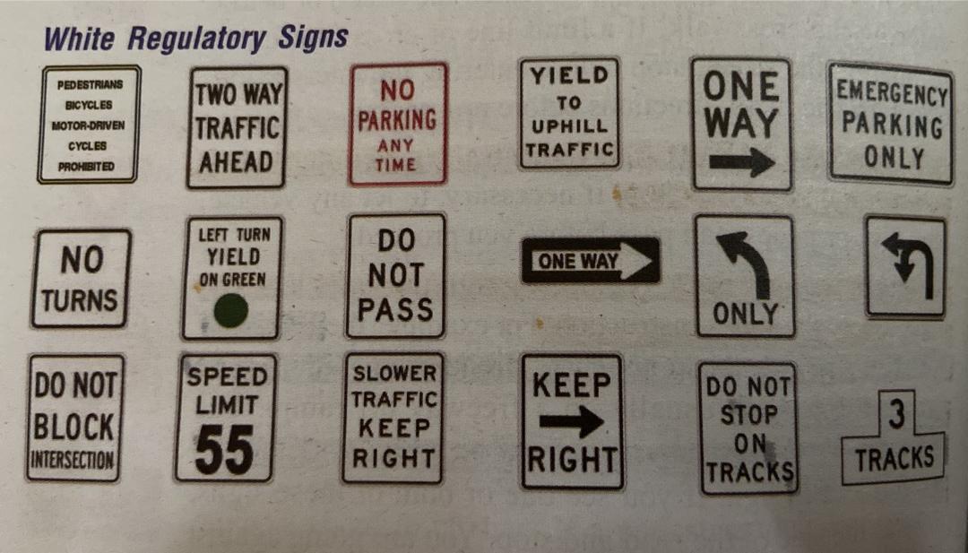 White Regulatory Signs