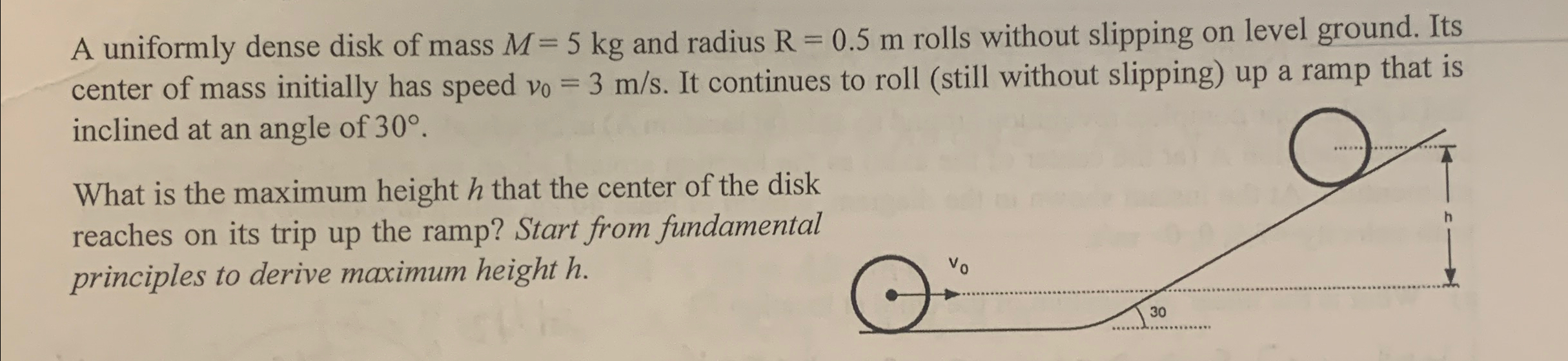 Solved A uniformly dense disk of mass M=5kg ﻿and radius | Chegg.com