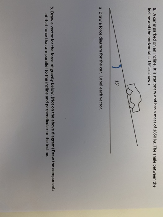 Solved 8. A car is parked on an incline. It is stationary | Chegg.com