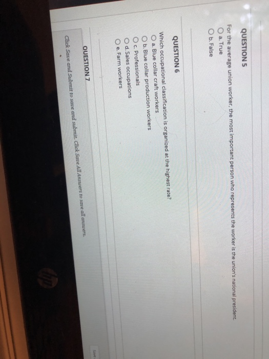 Solved QUESTION 5 For the average union worker, the most | Chegg.com
