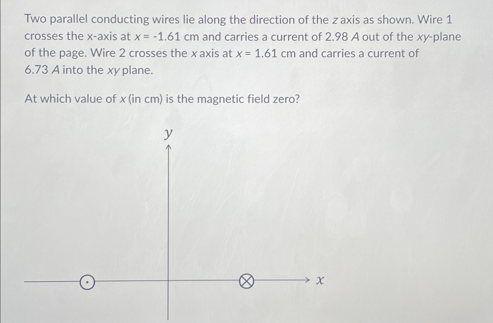 Solved Two parallel conducting wires lie along the direction | Chegg.com