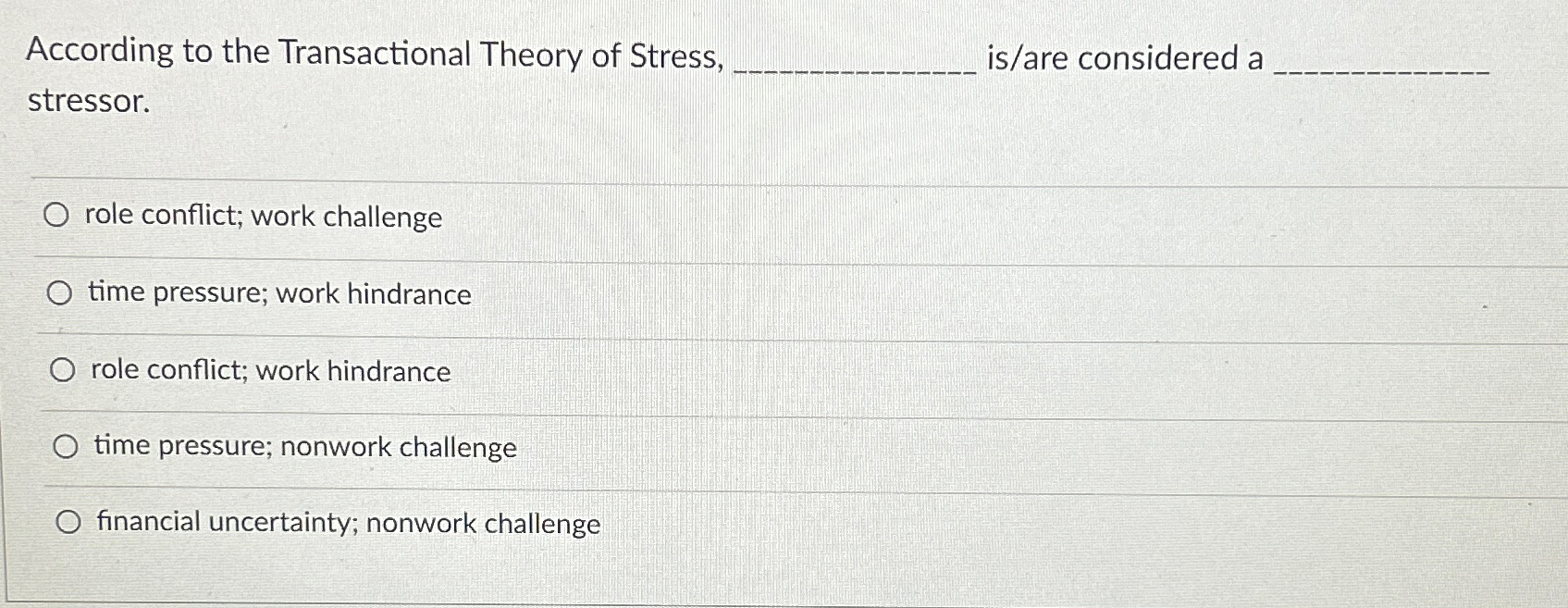 Solved According to the Transactional Theory of Stress: | Chegg.com