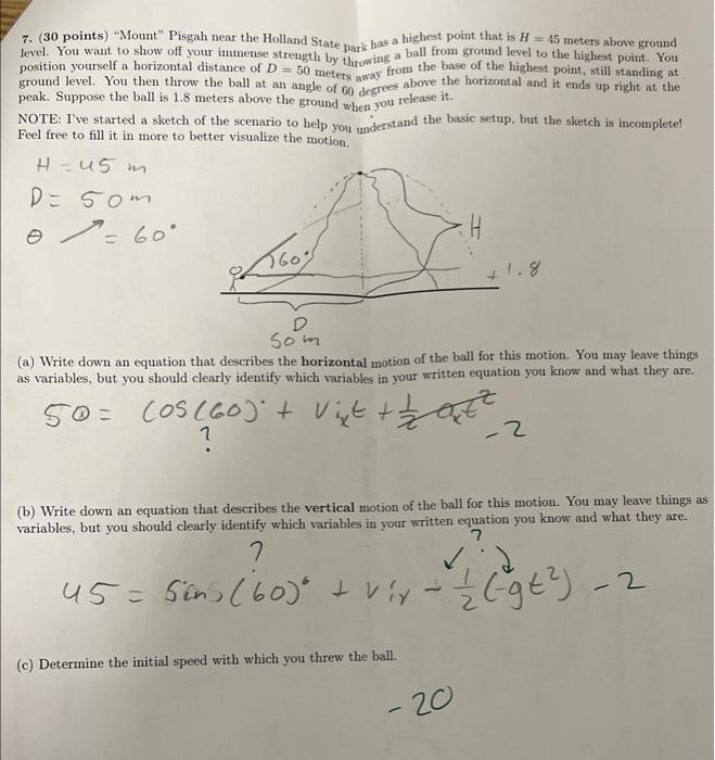 Solved 7. (30 points) "Mount" Pisgah near the Holland State | Chegg.com