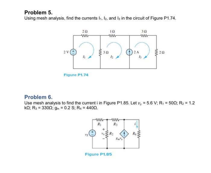 Solved Problem 5. Using mesh analysis, find the currents | Chegg.com