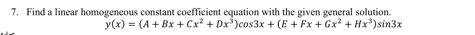 Find a linear homogeneous constant coefficient | Chegg.com