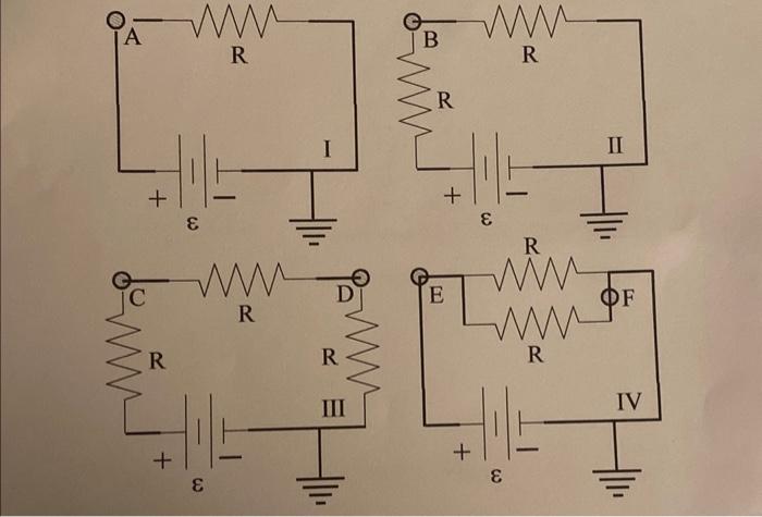 Solved 1. rank the equivalent resistance in the four | Chegg.com