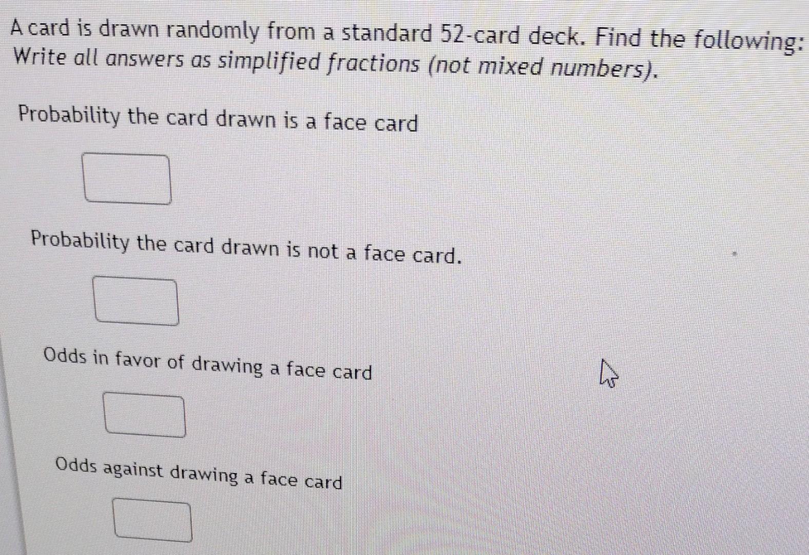 Solved A card is drawn randomly from a standard 52-card | Chegg.com