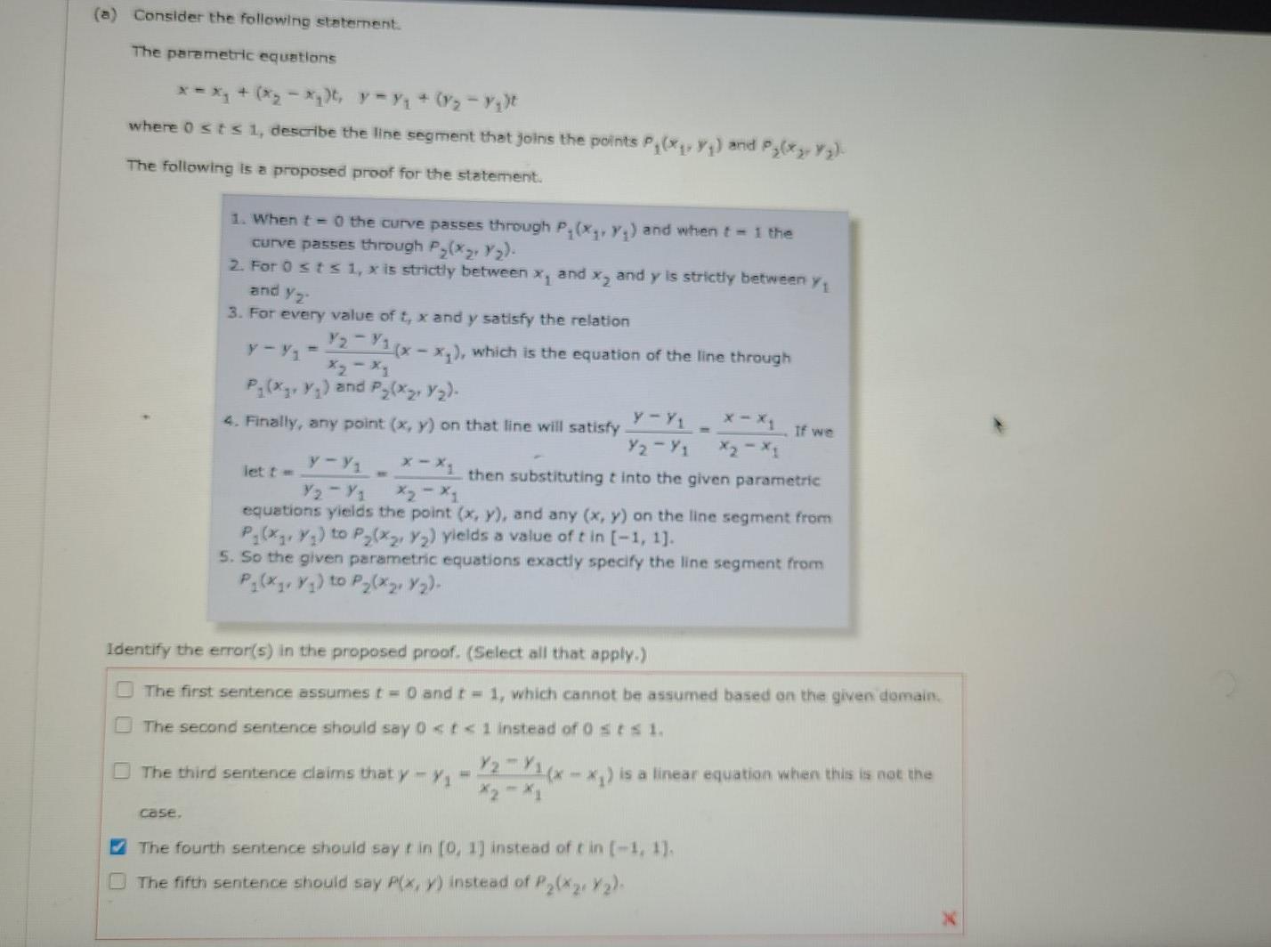 Solved (a) Consider the following statement. The parametric | Chegg.com